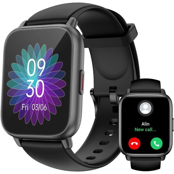 Montre Connectée Homme Femme Avec Appel Bluetooth Smartwatch Avec Podometre Cardiofrequencemetre ...