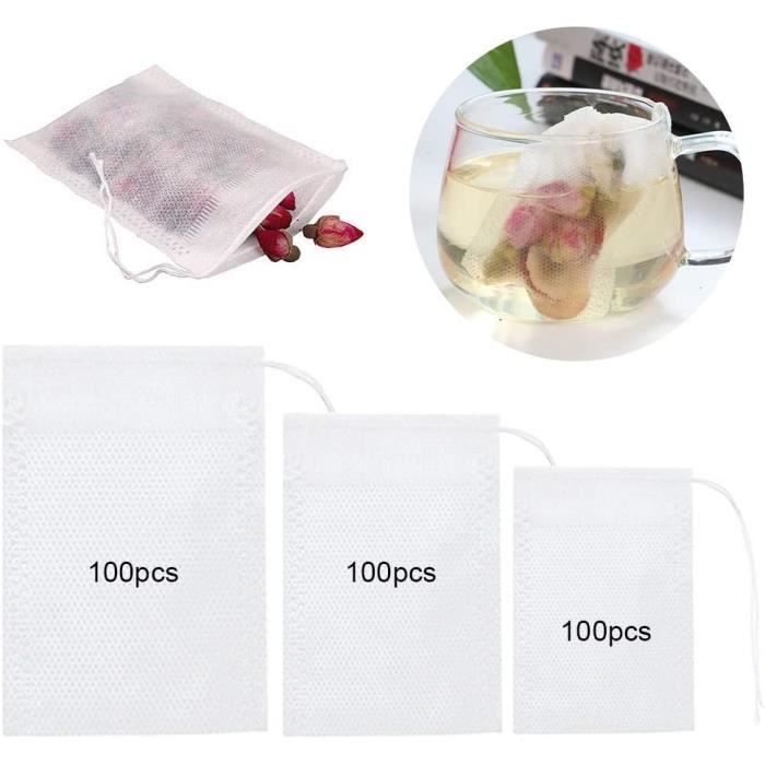NewZC Lot de 300 Sachets à Thé Jetables Sachet Filtre à Thé Non-tissé ...