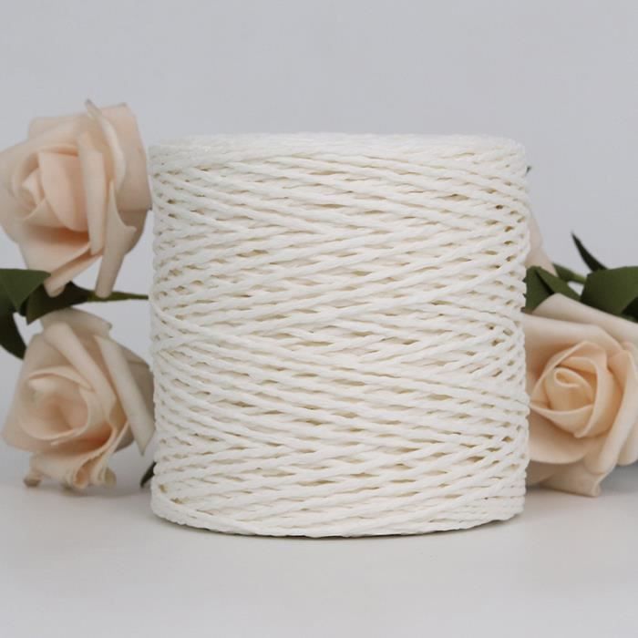 PAPIER CADEAU,white--Fil de raphia 100G, fil de paille en papier à ...