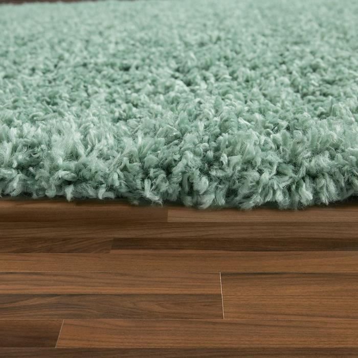 Tapis Shaggy Salon Vert Poils Longs Moelleux Doux Robuste [140x200 cm] - Cdiscount Maison