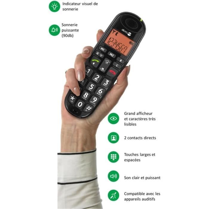 Phoneeasy 100W Téléphone Sans Fil Dect Pour Seniors Avec Grandes ...