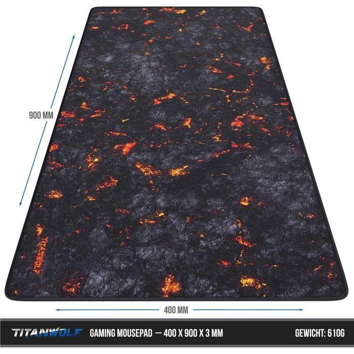 Titanwolf Tapis De Souris De Jeu Taille Xxl Loup Titane Lave 900 X 400 ...