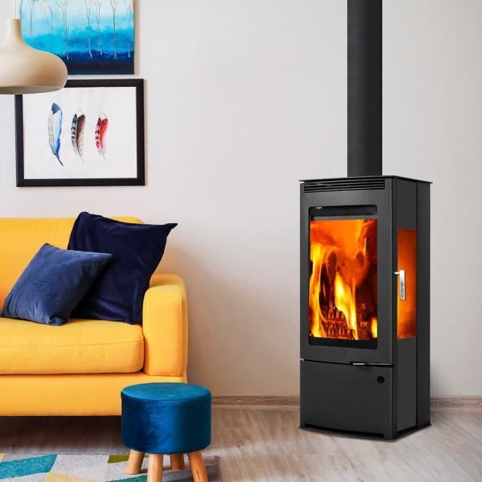 Poêle à bois TALMA TRI VISION acier - vertical - 9,1kW - 45,8 x 105,8 x ...
