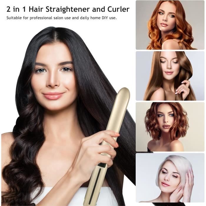 Lisseur Cheveux Professionnel Fer À Lisser Boucleur 2 En 1, Plaque ...