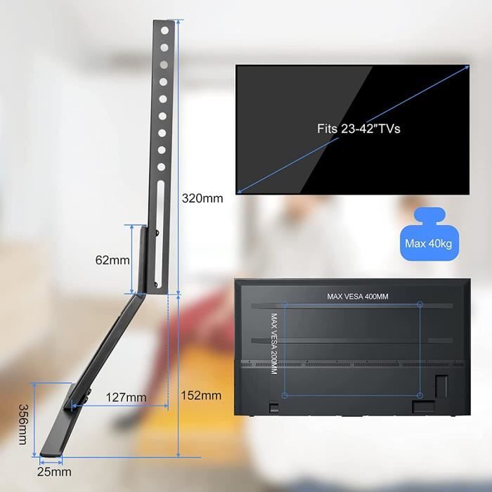 Pied Tv, Hauteur Adjustable Support Tv Sur Pied Pour Lcd Led Oled Ecran ...