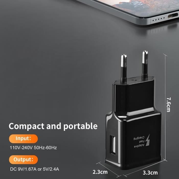 Chargeur Rapide Usb 15W 2-Pack Pour Samsung Galaxy A14 5G-A13-A12-A23 ...