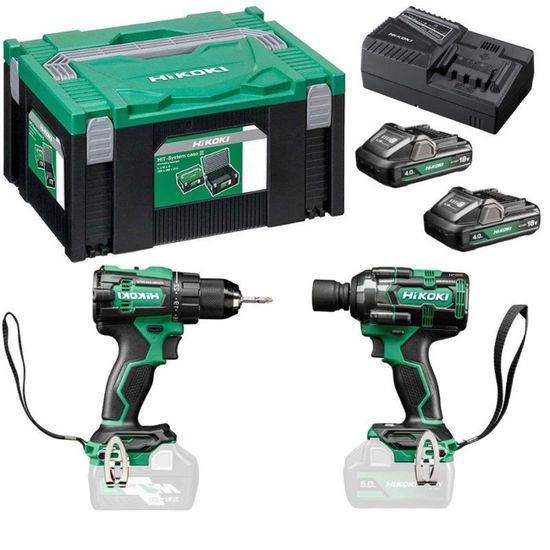 Pack 2 outils sans fil 18V (DS18DE + WR18DBDL2) (2x4,0 Ah) en coffret - HIKOKI KC18DEWLZ ...