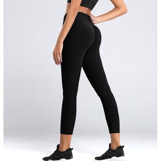 Leggings Femme - Anti-Cellulite - Push Up Butt Lift - Taille Haute - Grande Taille - Noir Noir ...