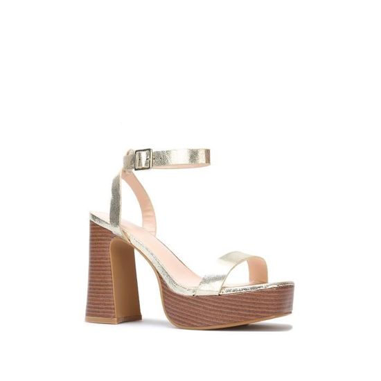 Sandales à plateforme effet bois et talon large français. pour femme ...