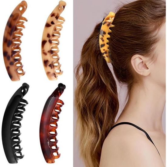 Lot De 4 Grandes Pinces À Cheveux Banane Pour Femmes Rétro Jolies ...