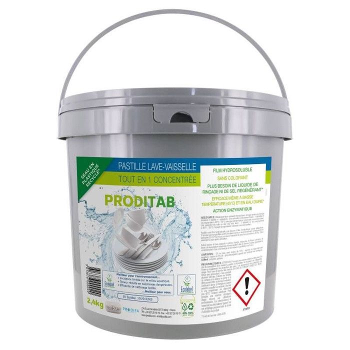 Pastille lave vaisselle tout en 1 Concentré ECOLABEL PRODITAB Seau de 150 pastilles - Cdiscount ...