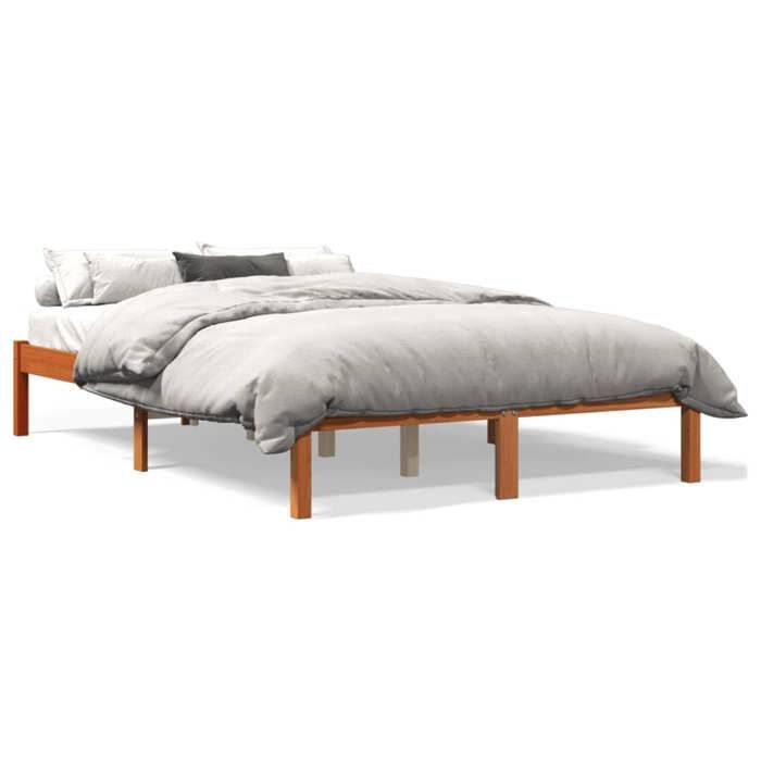 Lit Adulte,120x200 cm,Lit double, Cadre de lit cire marron bois pin ...