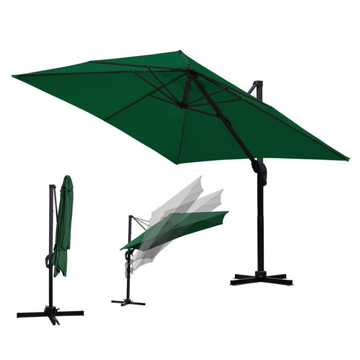 Ikodm Parasol jardin déporté, Parasol Parapluie UV50+, 360° rotatif, 3 ...