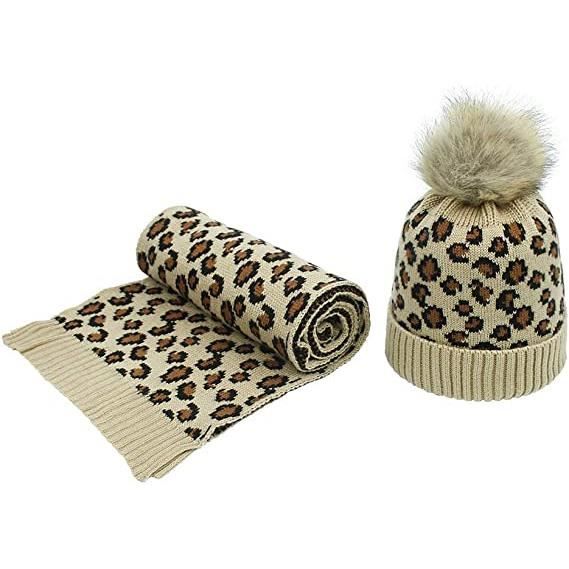 Ensemble Bonnet Echarpe Femmes - Tricotés Léopard - AMOUNE - Automne ...