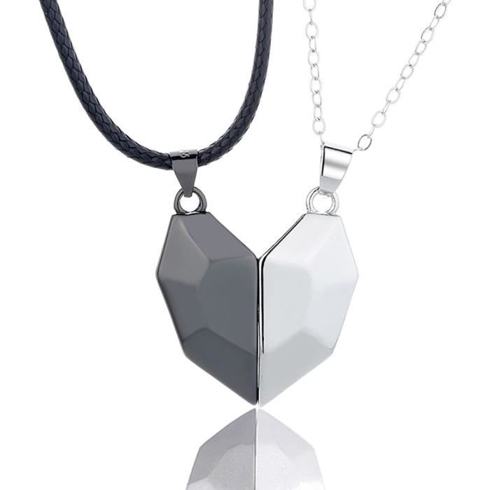 2 Pièces Collier De Couple Aimant Coeur, Puzzle Colliers Magnétiques ...