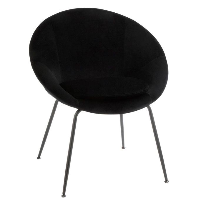Chaise ronde métal et textile noir Chania L 69 cm - Cdiscount Maison