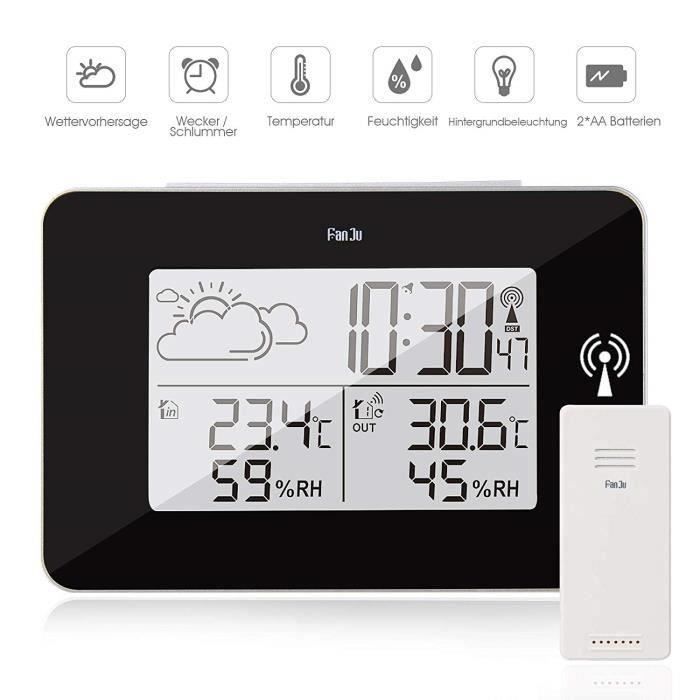 Station météo multifonction avec capteur extérieur sans fil thermomètre-hygromètre numérique ...