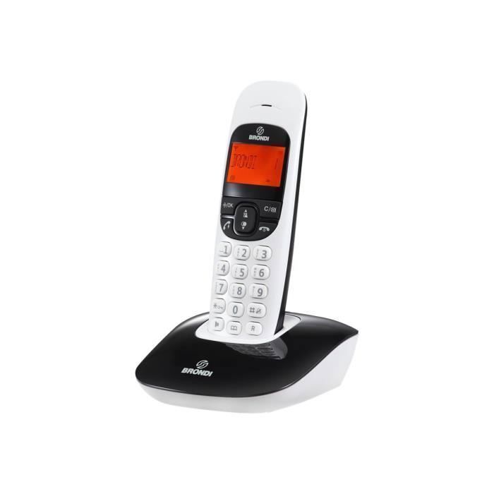 Brondi NICE Téléphone sans fil avec ID d'appelant DECT\GAP noir, blanc ...