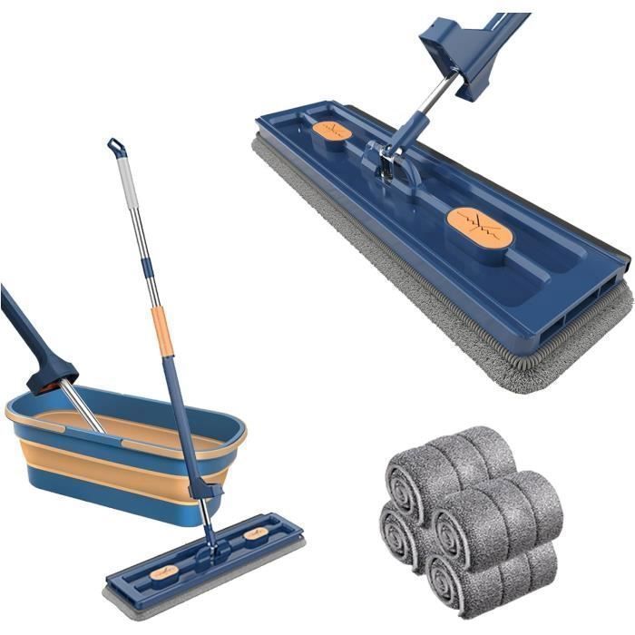 Kit Balai Serpillère et Seau, Grande Serpillière Plate avec 4 Tampons ...