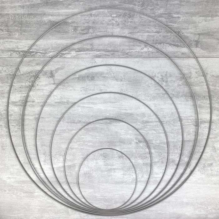 Cercles en métal - LEALOO - Lot de 6 - Ø 20 à 70 cm - Epoxy argenté mat ...