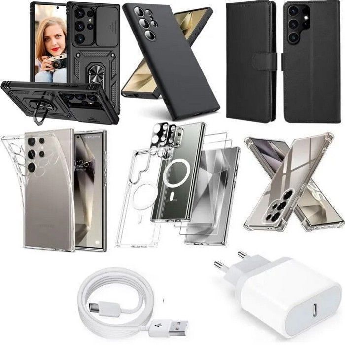 Kit 12 accessoires pour SAMSUNG GALAXY S24 ULTRA - 6x coque + chargeur ...