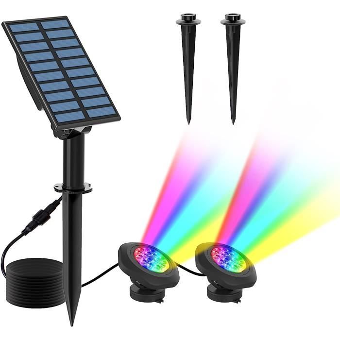 Lampe solaire submersible pour étang - SSS - 2 modes - Changement de couleur + couleur fixe ...