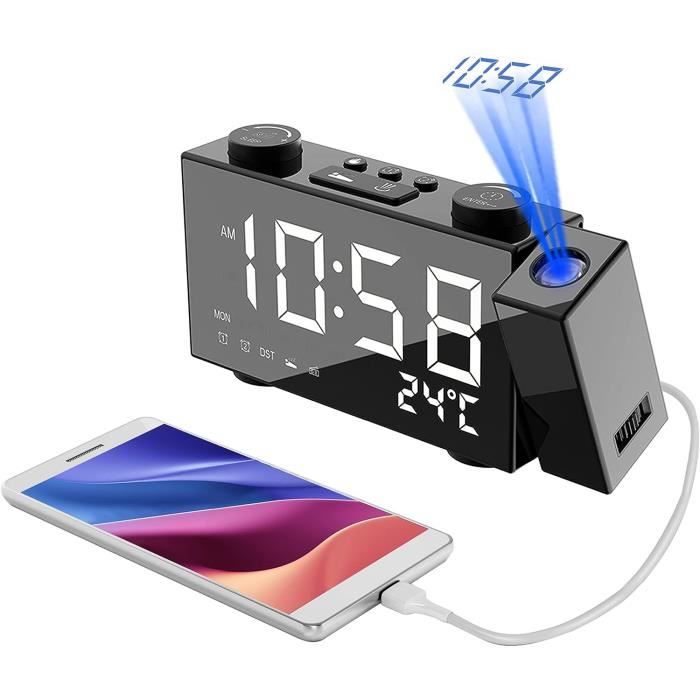 Radio Reveil Projection Plafond, RéVeil Projecteur Plafond avec Radio ...