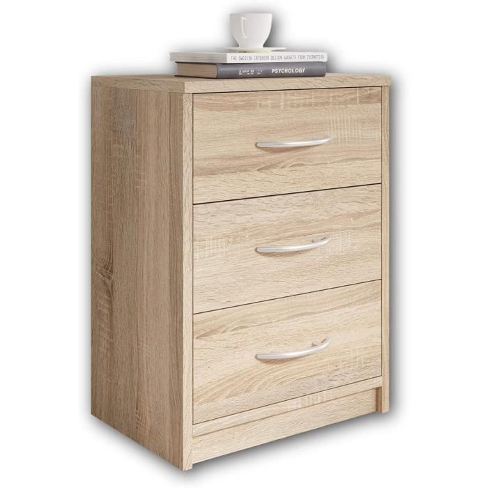 Stella Trading Table de chevet PEPE en chêne aspect sonoma - Table de ...