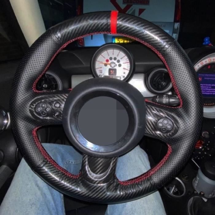 COUVRE-VOLANT,Yellow Thread--Housse de volant de voiture pour Mini Cooper S one 2011, en cuir ...