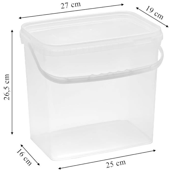 Seau plastique alimentaire -NIPTER- rectangulaire avec couvercle -10L ...