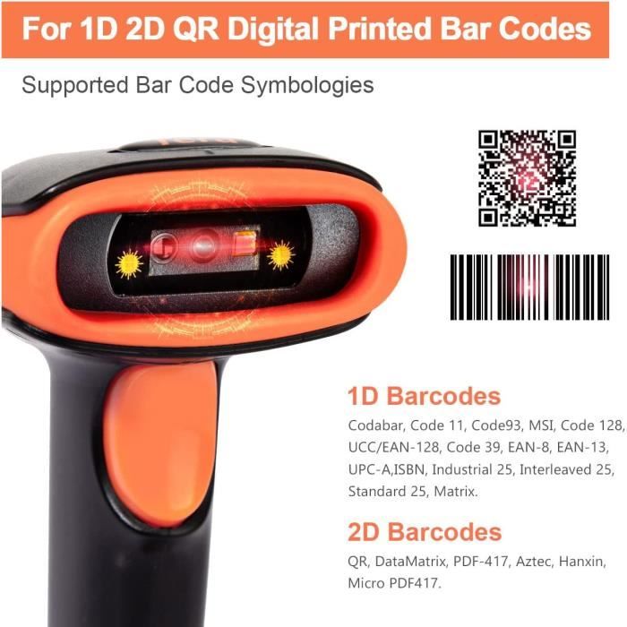 Lecteur De Code À Barres Qr 2D Avec Support 3 En 1 Compatible Avec ...