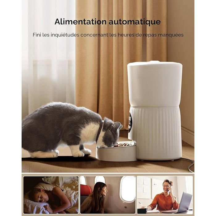 Distributeur Croquettes Chat Automatique 4L Distributeur de Croquettes ...