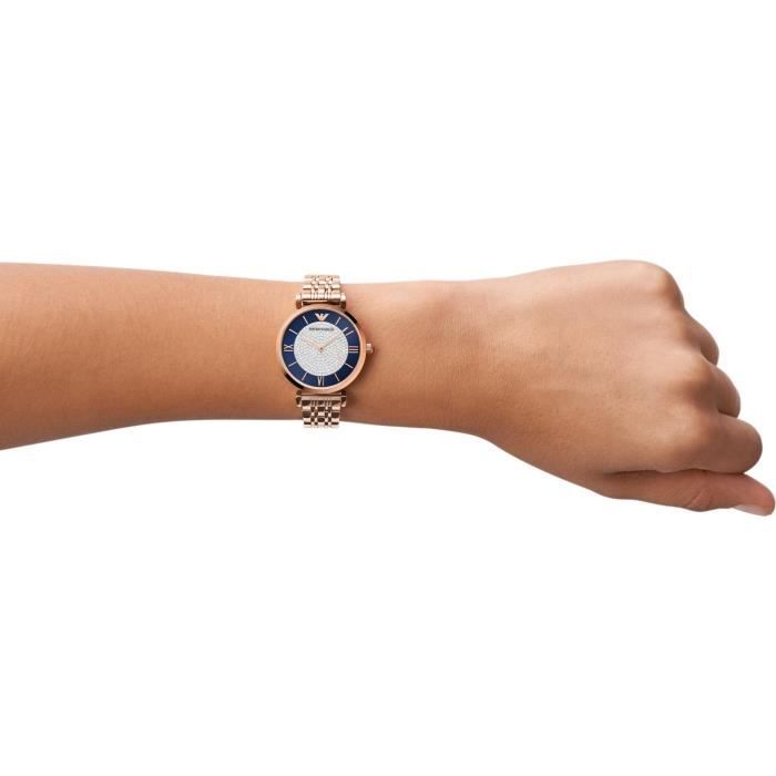 Emporio Armani Montre Femmes Quartz Analogique Bracelet Acier inoxydable Ip rose AR11423