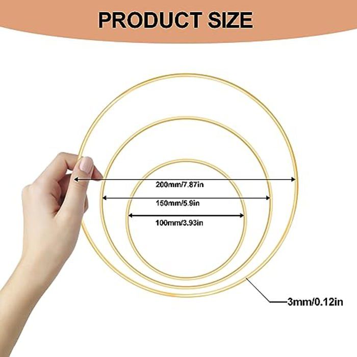Cercle Métal Doré, 6pcs Attrape Rêve 10cm 15cm 20cm, Anneau Metal ...