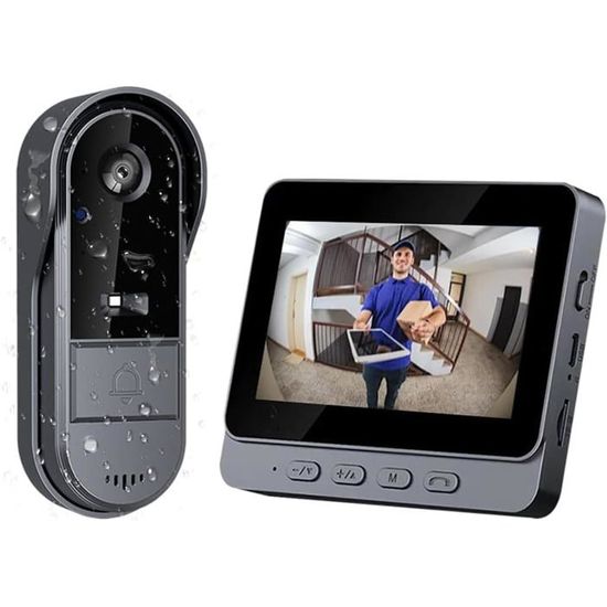 Visiophone sans Fil Exterieur étanche avec Caméra 1080P Sonnette avec ...
