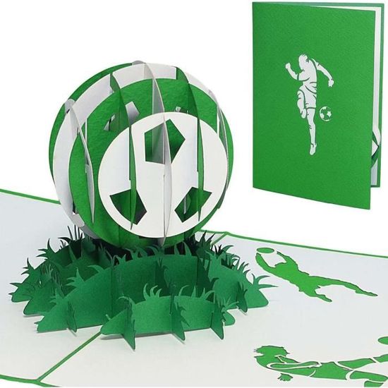 Carte Pop Up Football, Carte d'anniversaire, Bon pour le stade, Vert ...