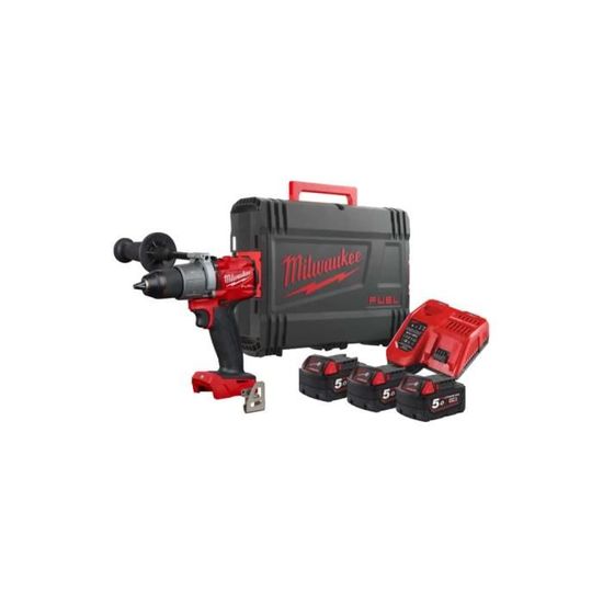 Perceuse à percussion MILWAUKEE M18 FUEL FPD2-503X - 3 batteries 5.0 Ah ...