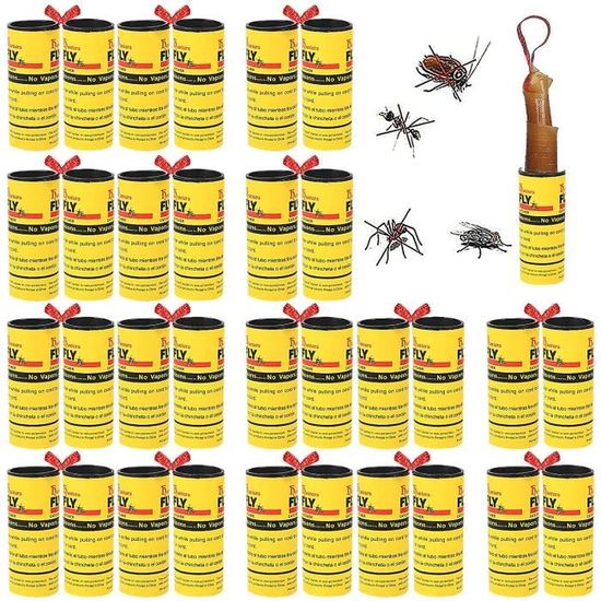 32 Pièces Attrape Mouche Papier, Mouche Rouleaux de Papier, Collant en Papier à Mouche, Bandes ...