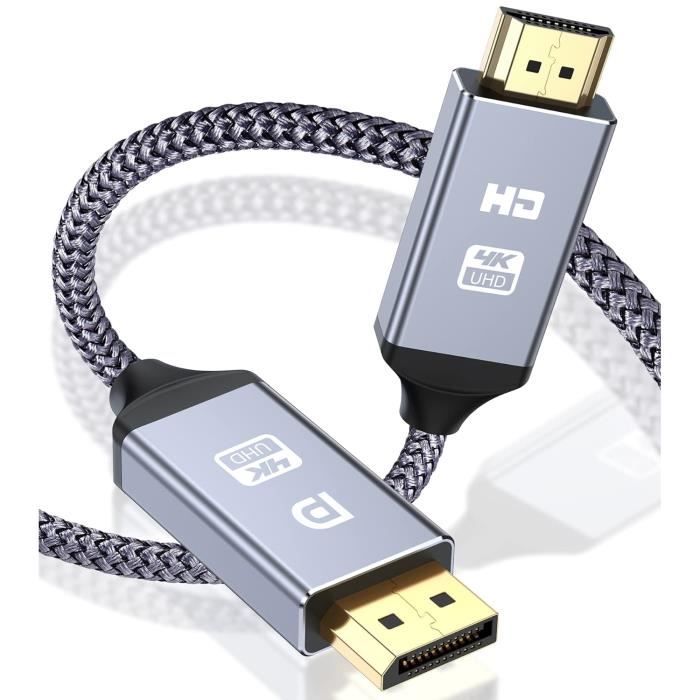Câble DisplayPort vers HDMI 4K, 4M Display Port HDMI, DP vers HDMI ...