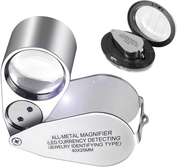 Loupe Bijoutier 40X, Loupe De Poche En Acier Inoxydable Pour Diamants ...