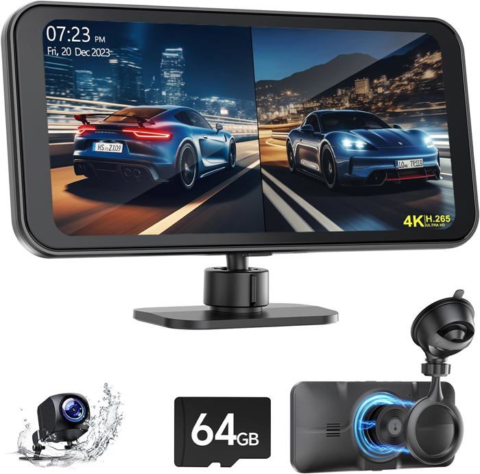 4K Dashcam Voiture Avant Arriere avec Apple Carplay sans Fil Android ...