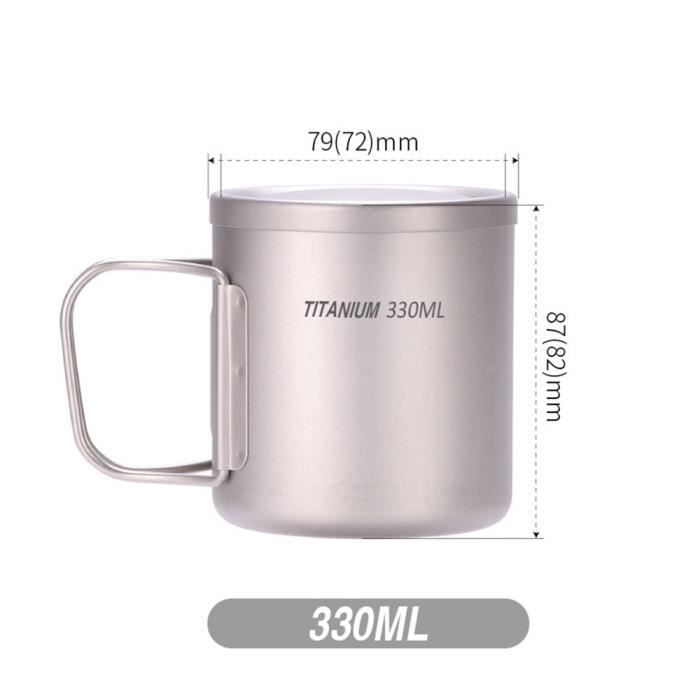 Ustensiles de repas,Tasse à eau Double paroi en titane pour l'extérieur,tasse à café ou à thé ...