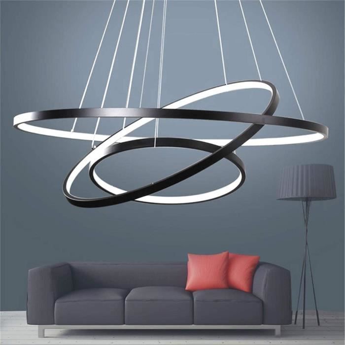 LED Lustre Salon Plafonnier Créatif Rond 3 Cercle Lustre, Dimmable avec ...