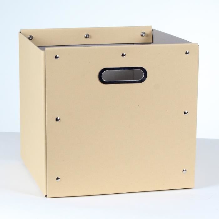 Cube de rangement en kraft finition métal Beige - Cdiscount Maison