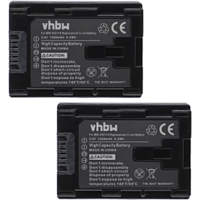 Set de 2 Batteries 1200mAh pour caméscope JVC GZ-HM570, GZ-HM65, GZ ...