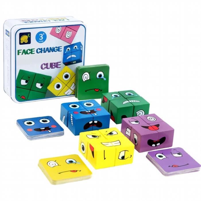 Boîte en fer Face-Change Cube Magique Bloc Carte Expression Enfants ...
