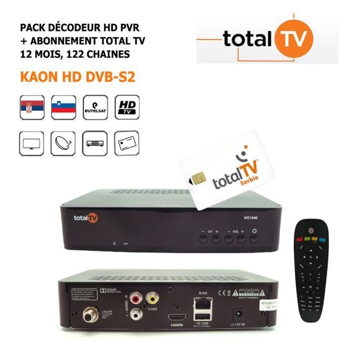 Décodeur Satellite HD PVR - HD4K - Kaon HD DVB-S2 - Abonnement Total TV ...