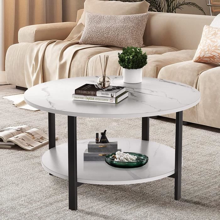 VOWNER Table Basse Ronde, Table Basse Salon, Table D'appoint, Table ...