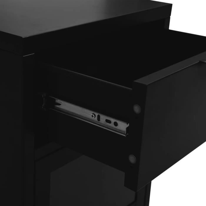 Table de chevet - TMISHION - YID - Noir - Acier et verre - 40x30x54,5 ...