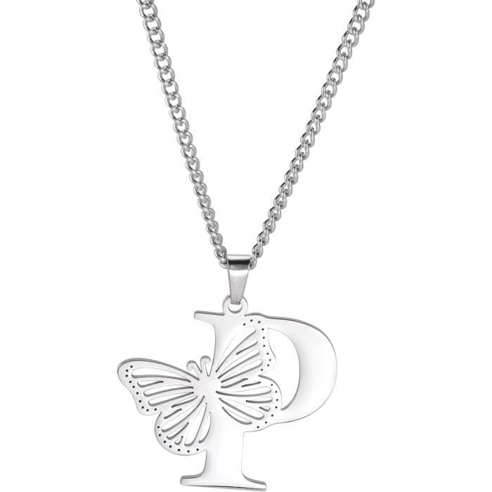 Collier À Initiales Papillon Lettre Alphabet A À Z Colliers À ...
